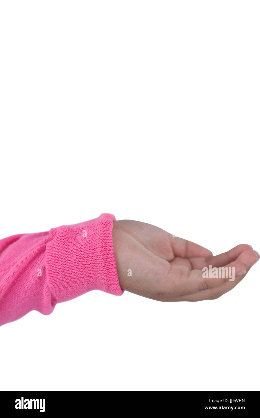 Close-up of girl pretending to be hold invisible object Stock Photo - Alamy