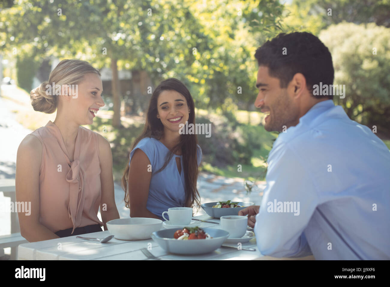 Group of friends having lunch in a restaurant Stock Photo - Alamy