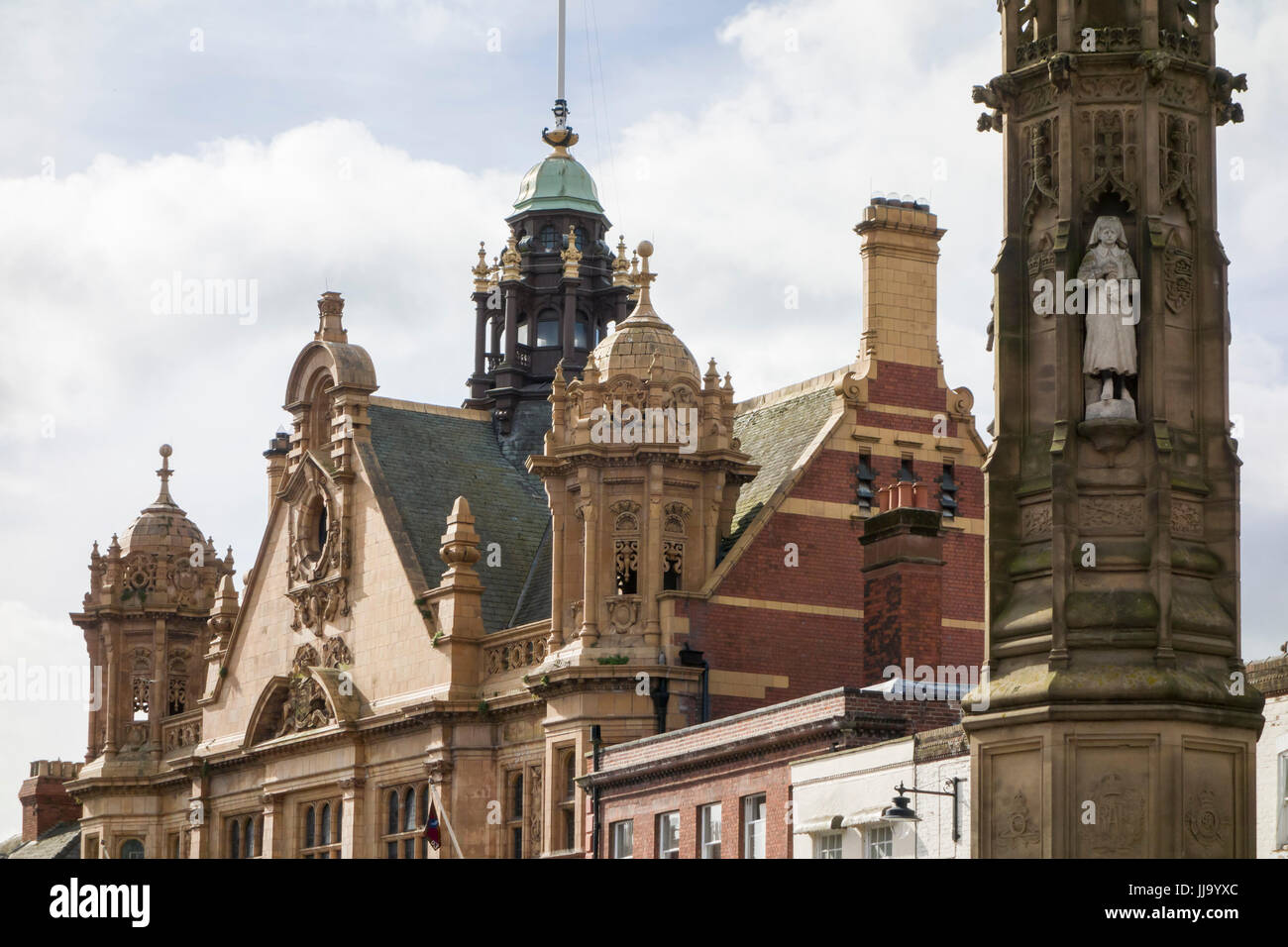 Skyline of the elaborate Edwardian Town Hall at Hereford, designed by H ...