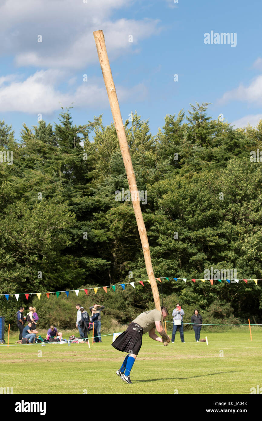 Stonehaven, Scotland - Jul 16, 2017: A competitor in the caber toss, a ...