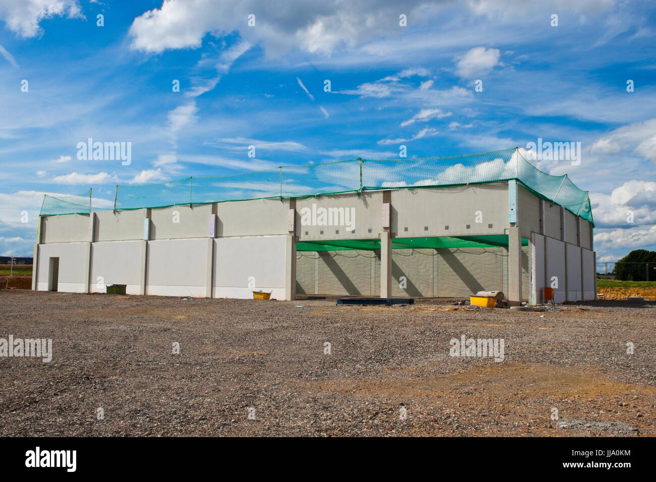 Shell construction with safety net and sommer sky Stock Photo - Alamy