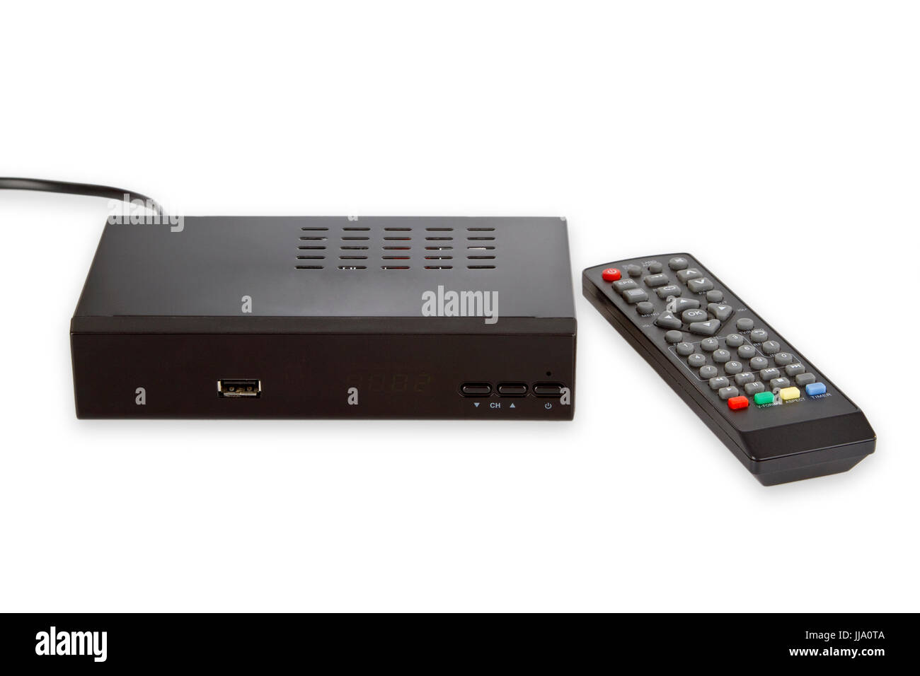 Satellite Receiver with Remote control isolated on white background ...