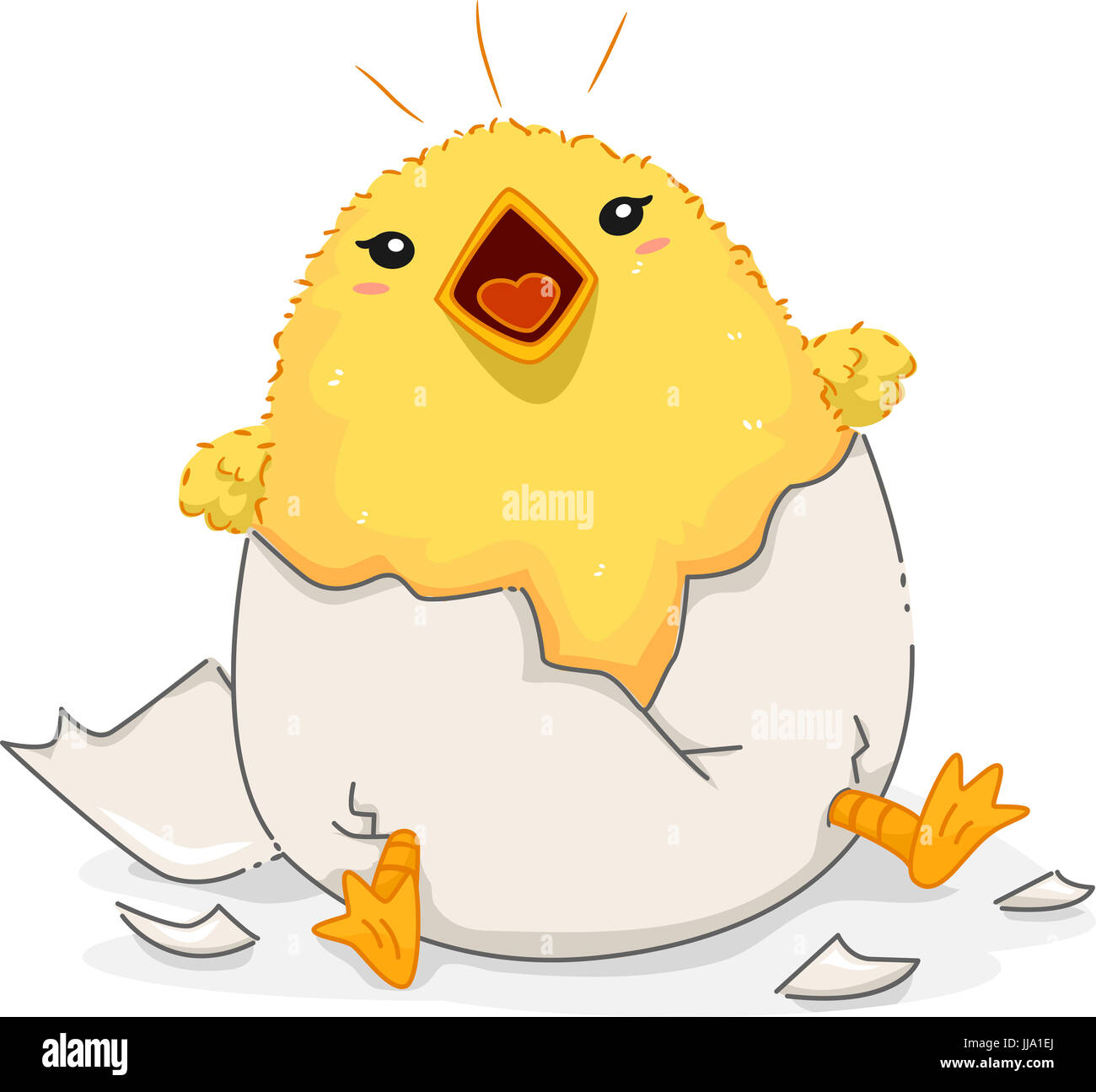 Illustration of a Cute Yellow Chick Peeping Loudly After Emerging from ...