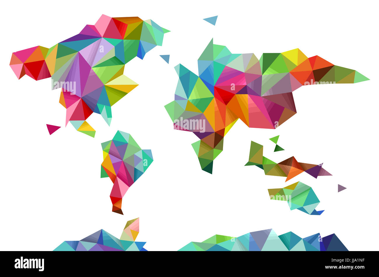 Colorful Illustration of a World Map Made of Different Geometric Shapes ...