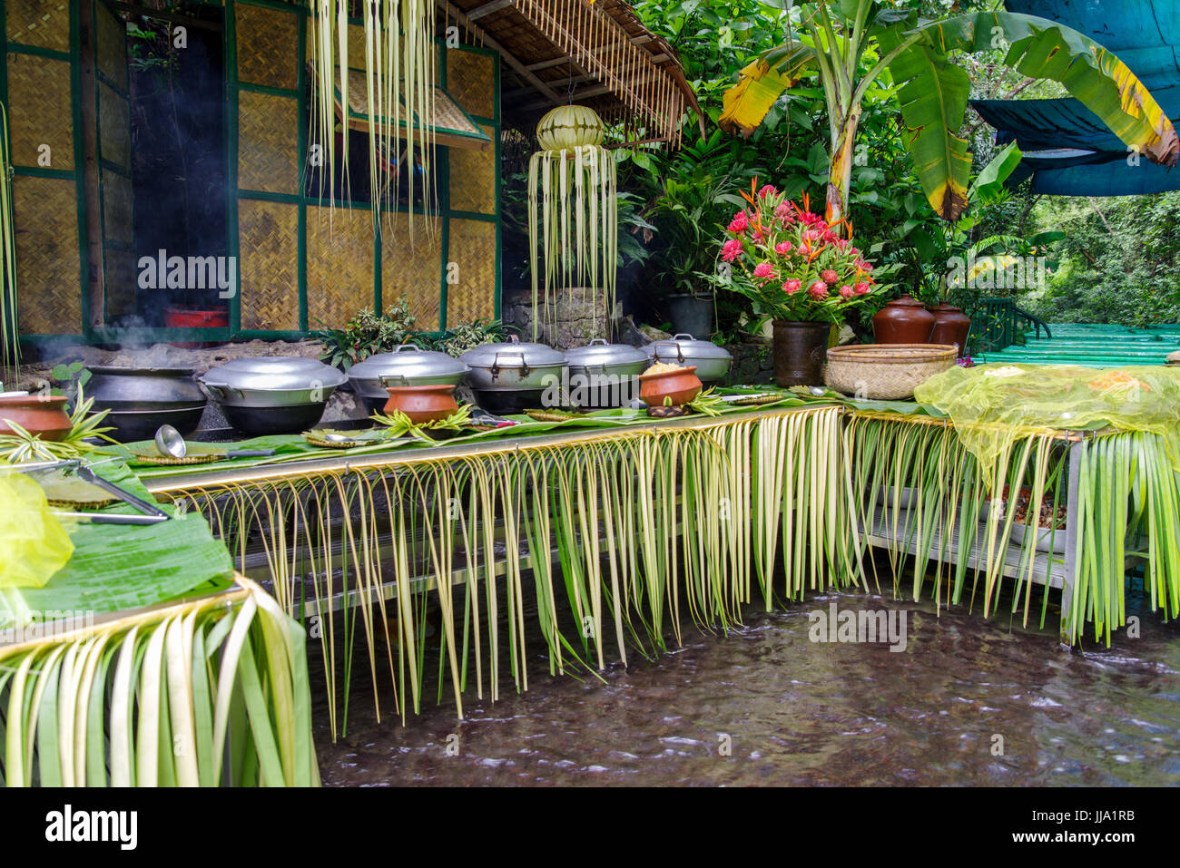 natural buffet setting in the Philippines Stock Photo - Alamy