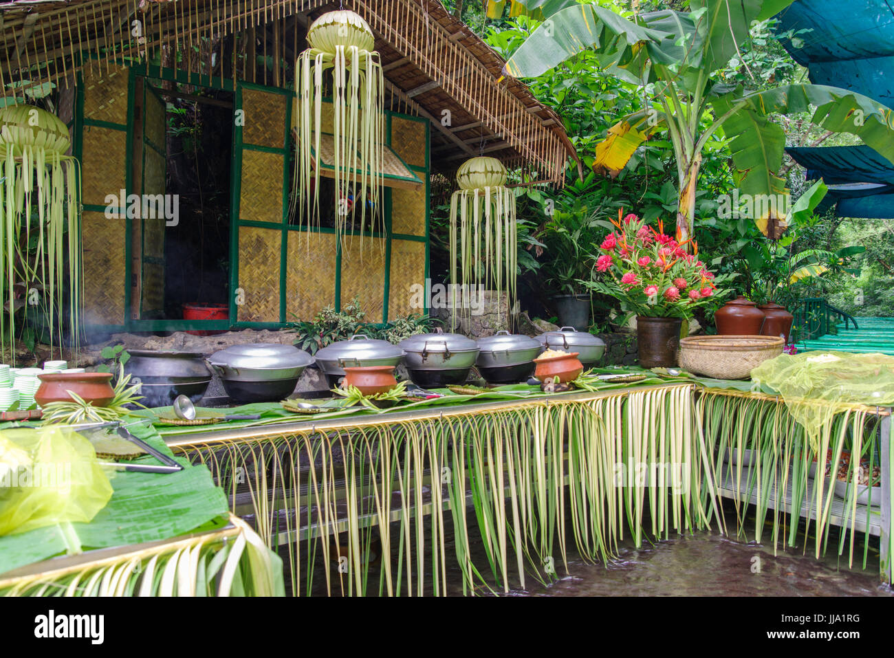natural buffet setting in the Philippines Stock Photo - Alamy