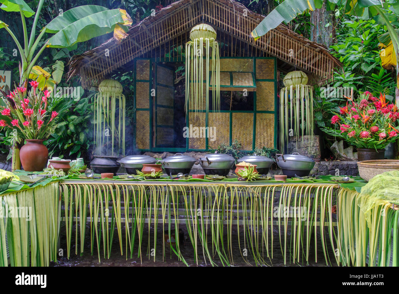 natural buffet setting in the Philippines Stock Photo - Alamy