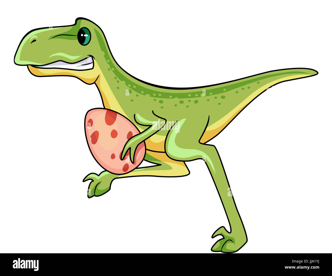 Animal Illustration Featuring a Raptor Running Away with a Dinosaur Egg ...