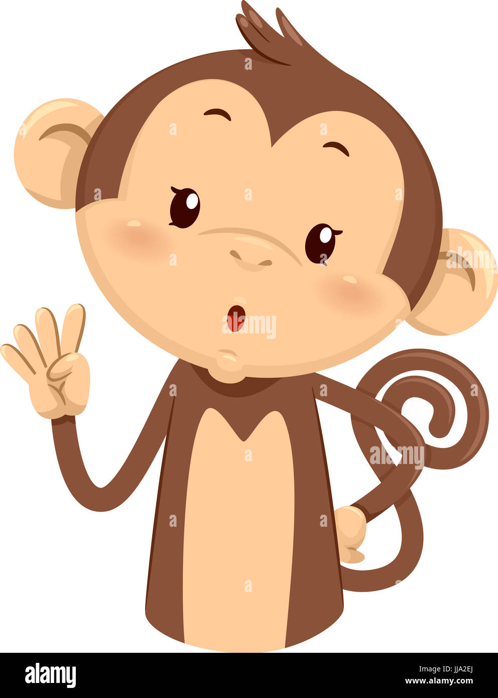 Mascot Illustration of a Cute Monkey Using His Fingers to Gesture the ...