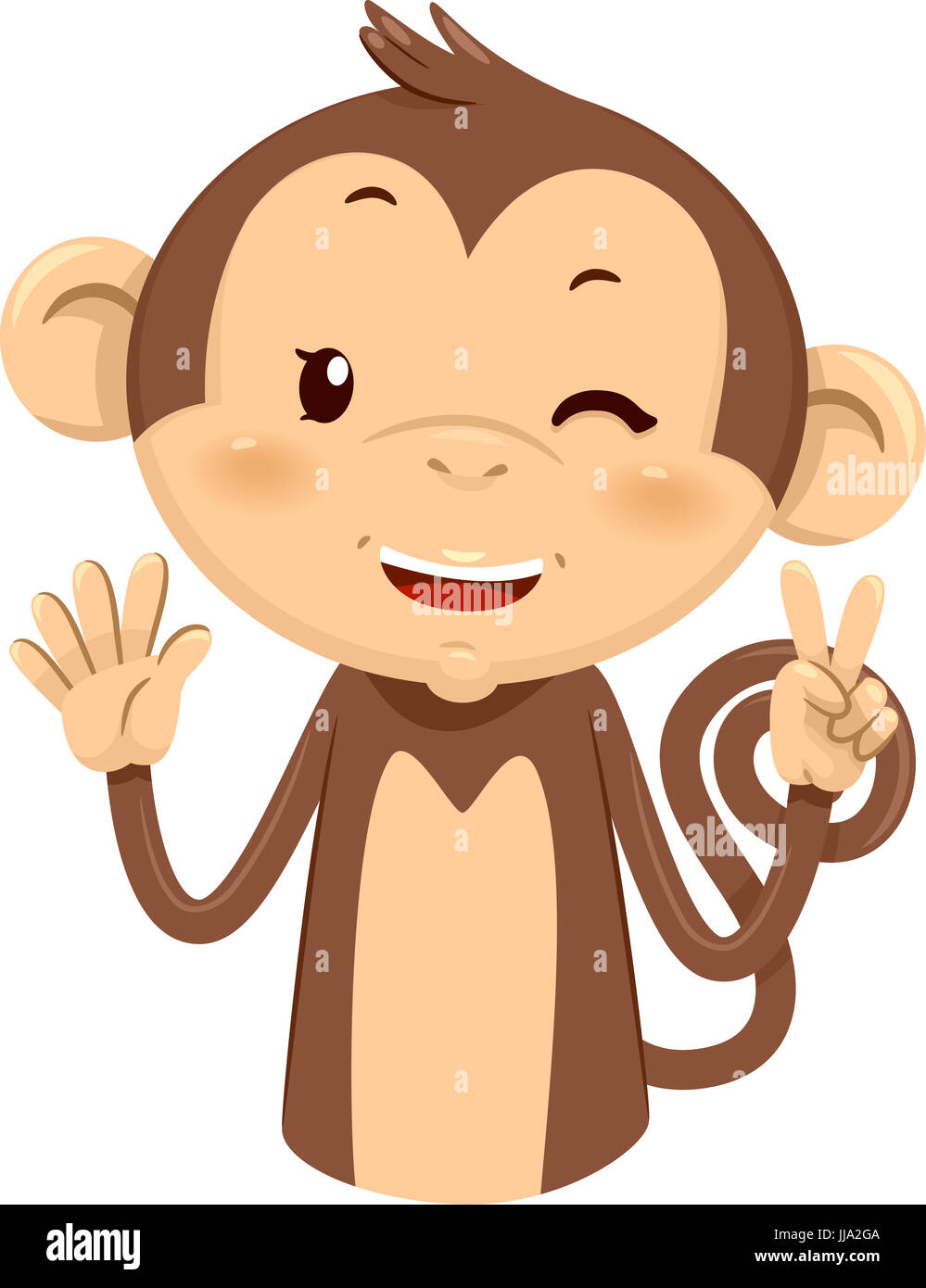Mascot Illustration of a Cute Monkey Using His Fingers to Gesture the ...