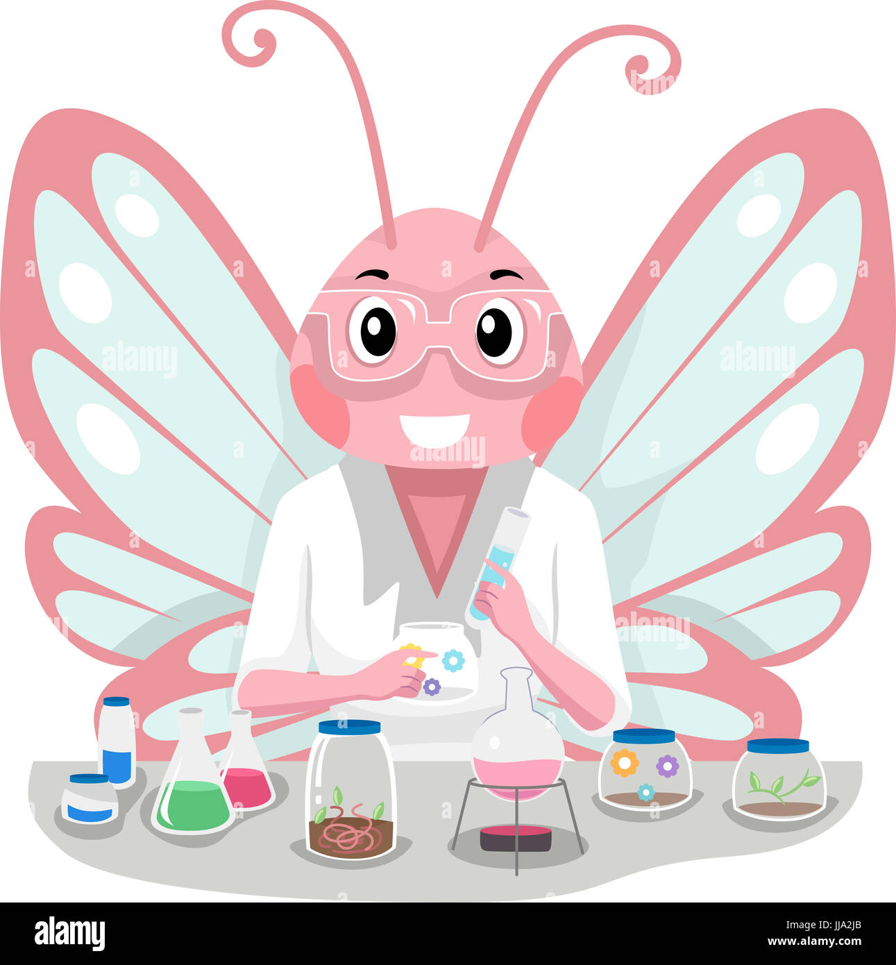 Cartoon cute pink butterfly insect hi-res stock photography and images ...
