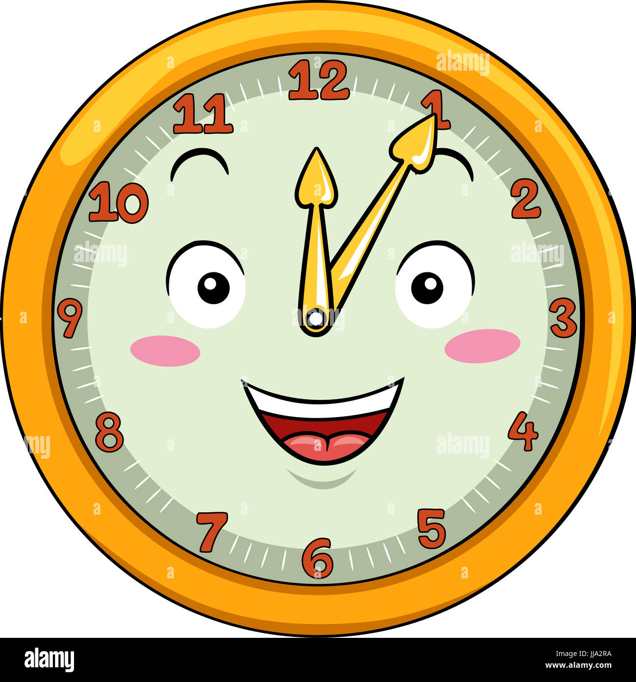 Mascot Illustration of a Smiling Clock with its Hands Pointing to the ...
