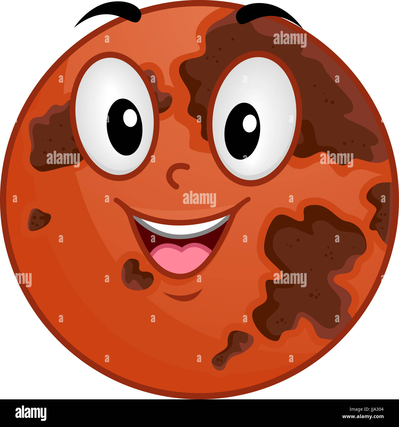Illustration of a Mars Mascot Featuring a Smiling Red Planet with ...