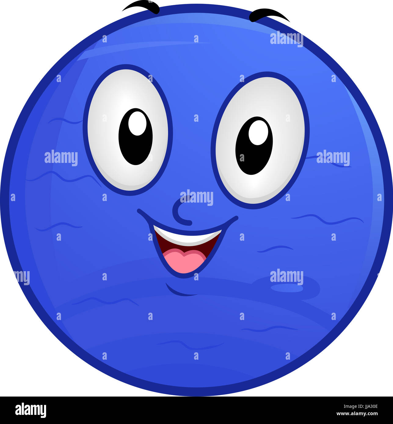 Illustration of a Neptune Mascot Featuring a Smiling Blue Planet with a ...