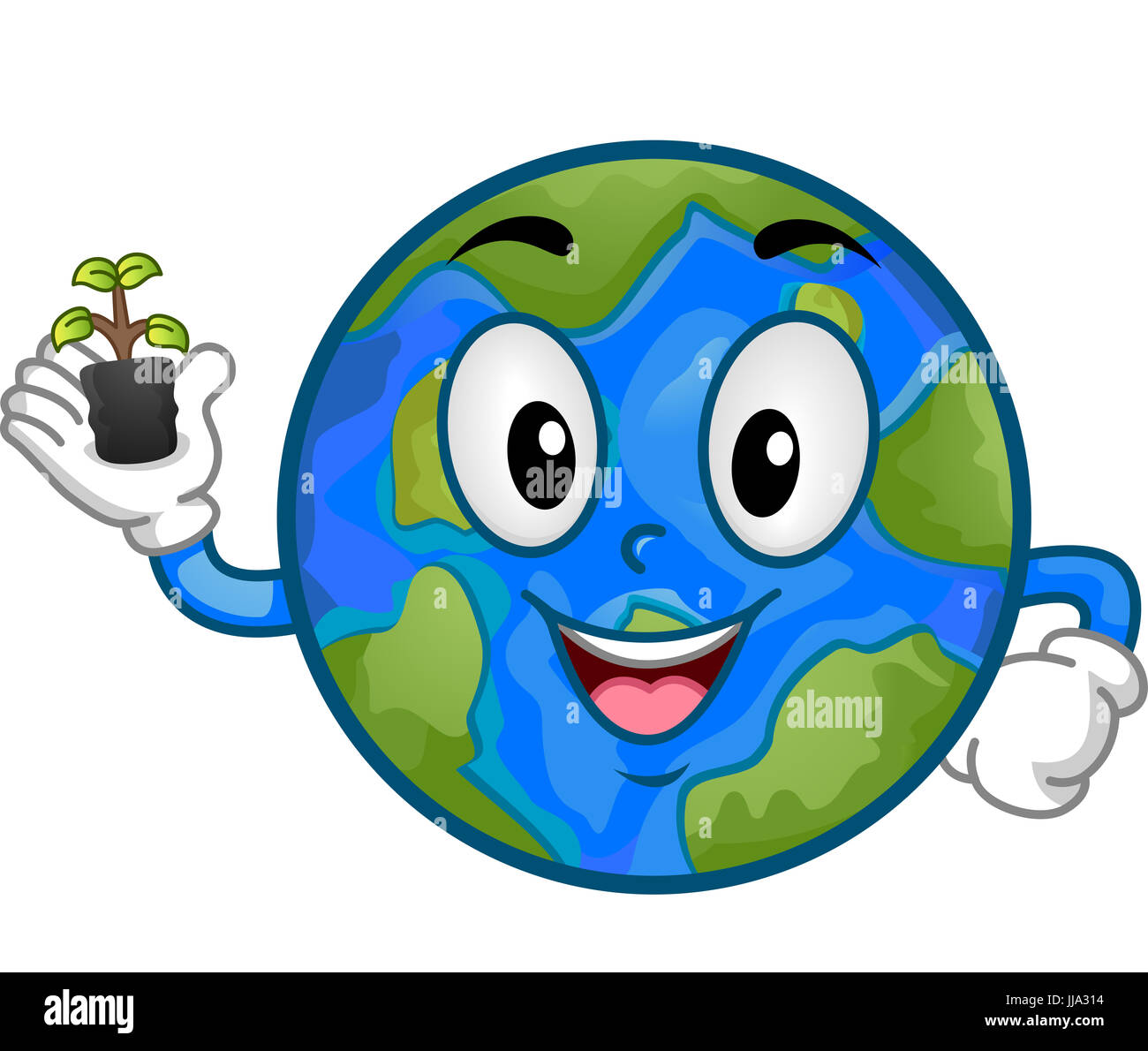 Illustration of an Earth Mascot Featuring a Smiling Globe Holding a ...