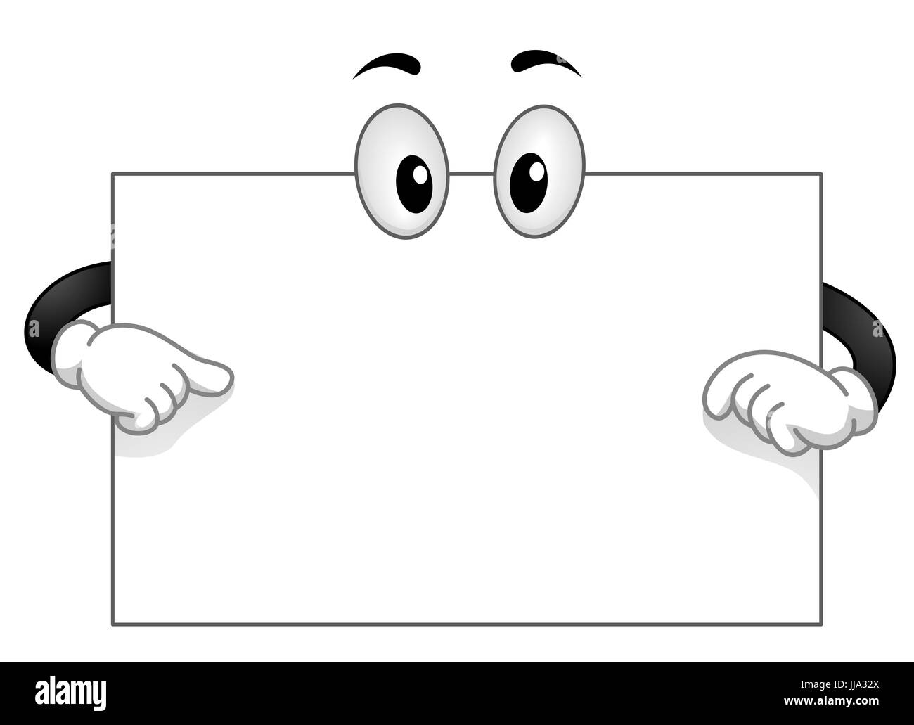 Mascot Illustration of a Blank White Board with Googly Eyes Pointing to ...