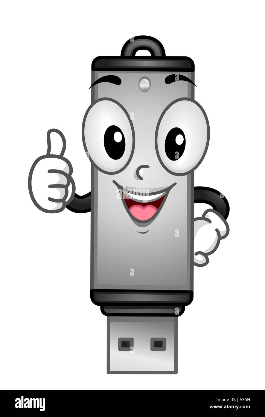 Illustration of a Data Storage Mascot Featuring a Happy Flash Drive ...