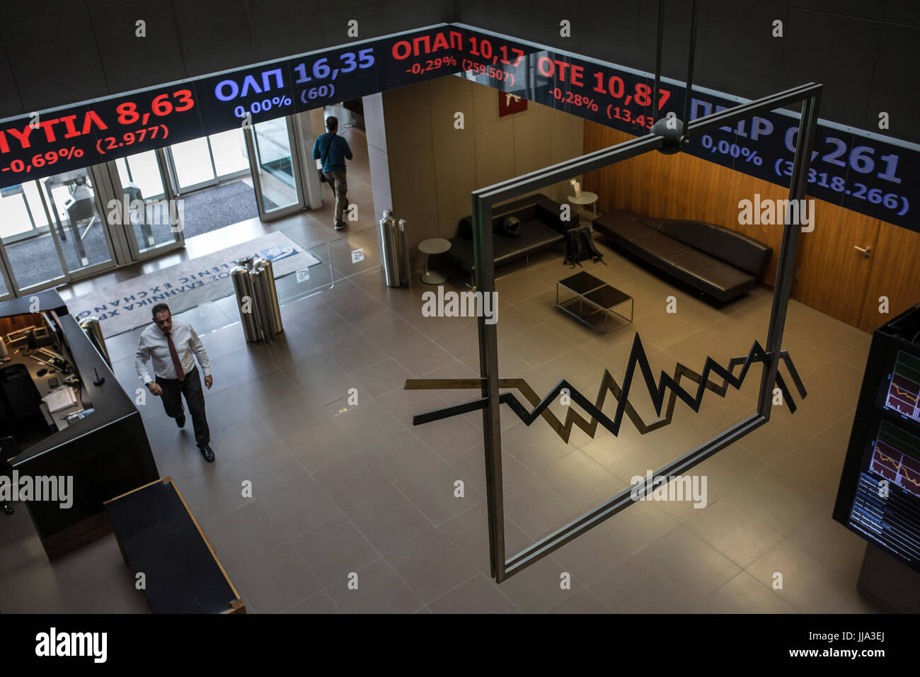 A metal sculpture depicting a stock exchange chart is seen in the ...