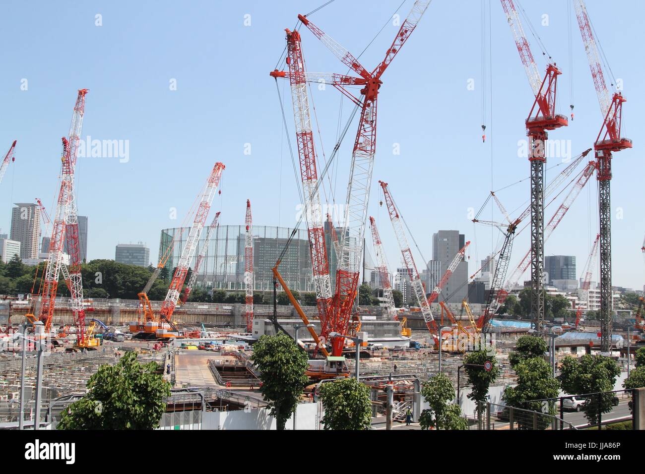 A general view of the New National Stadium under construction on July ...