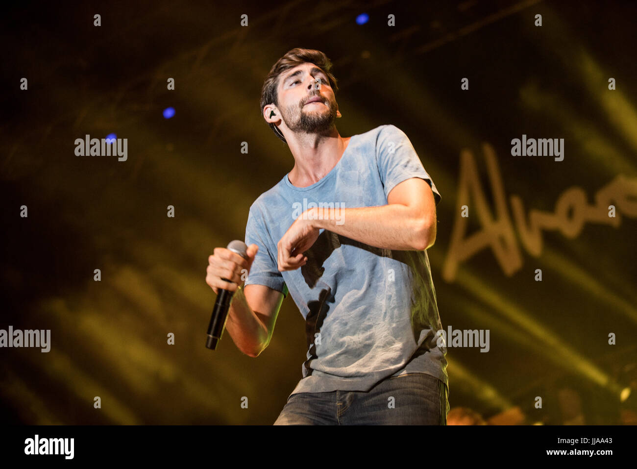 Grugliasco, UK. 18th July, 2017. The spanish pop singer Alvaro Soler ...