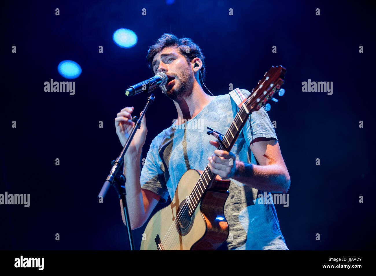 Grugliasco, UK. 18th July, 2017. The spanish pop singer Alvaro Soler ...