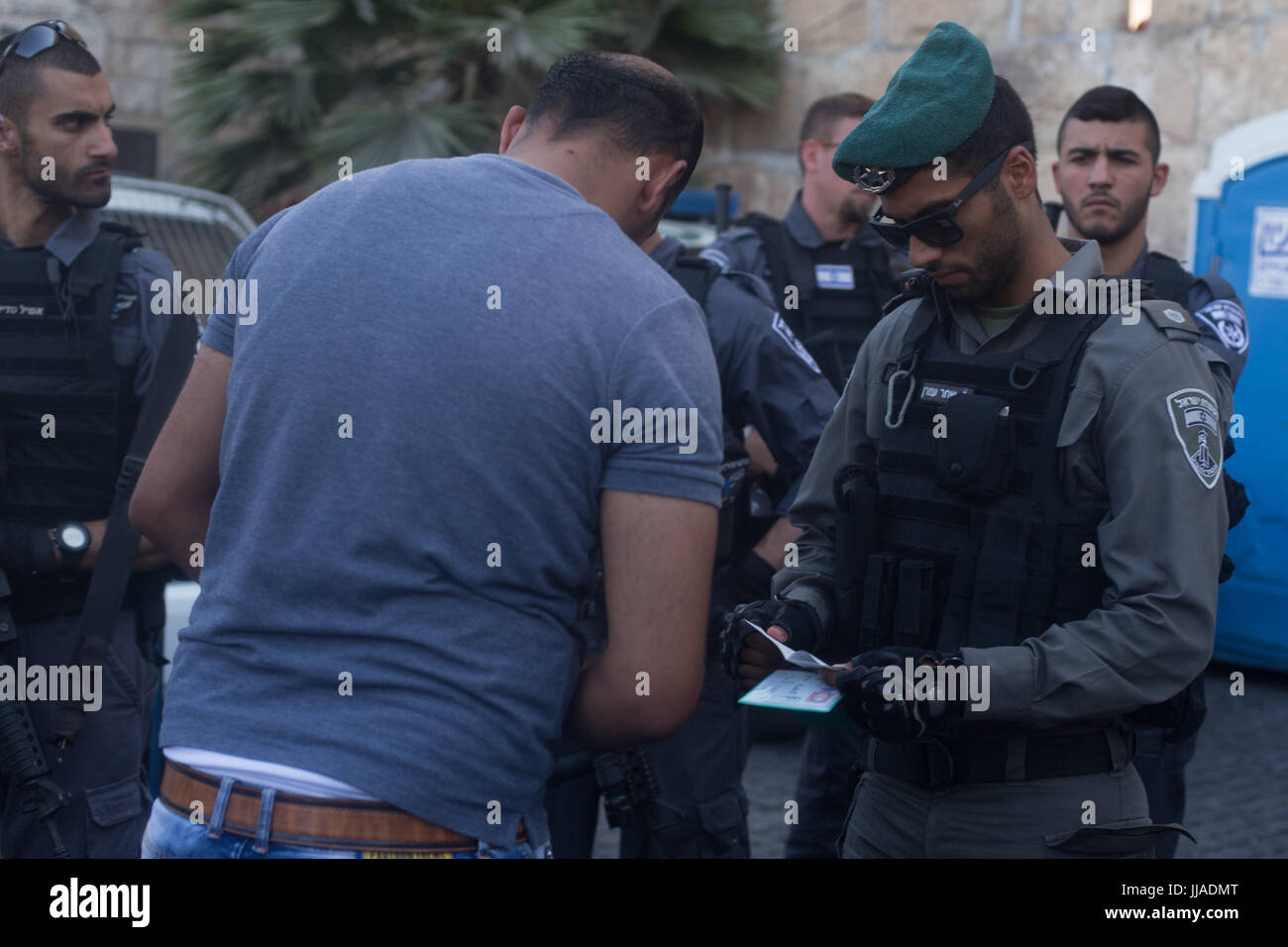 Jerusalem, Israel. 19th Jul, 2017. Israeli Police patrol the streets of ...