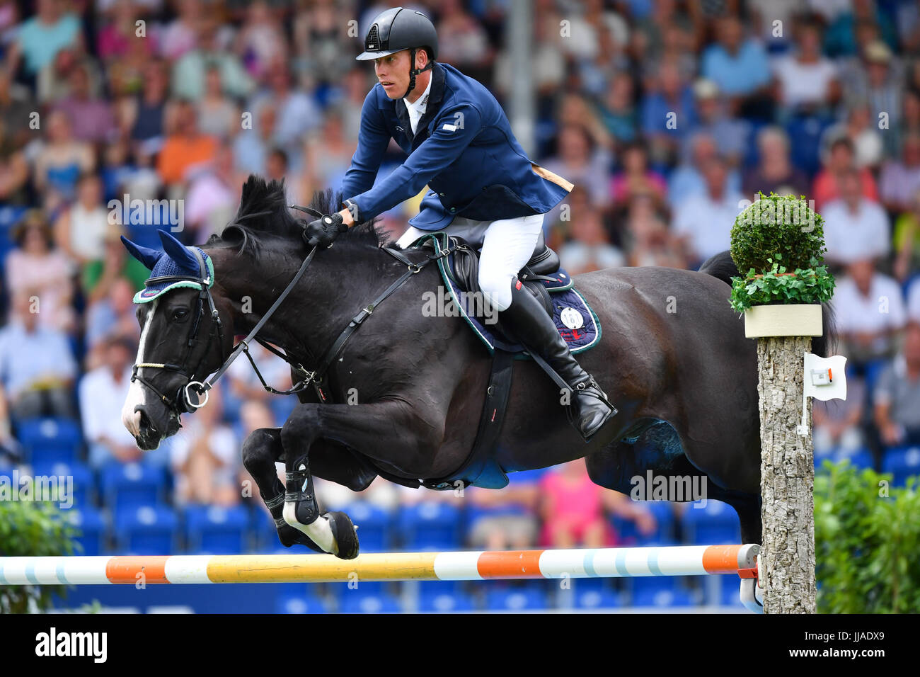 Aachen, Germany. 19th July, 2017. German show jumper Mario Stevens on ...