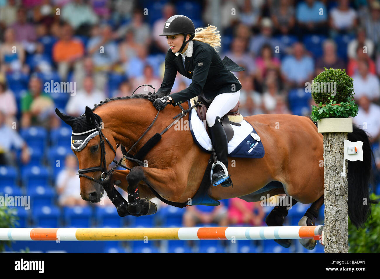 Aachen, Germany. 19th July, 2017. German show jumper Laura Klaphake on ...