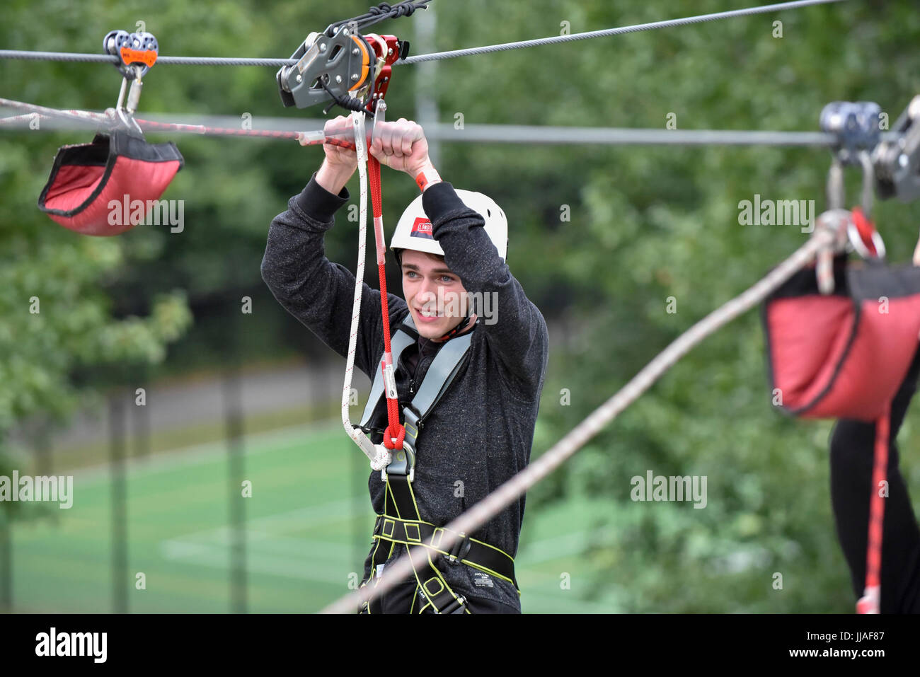 Long zip wire hi-res stock photography and images - Alamy