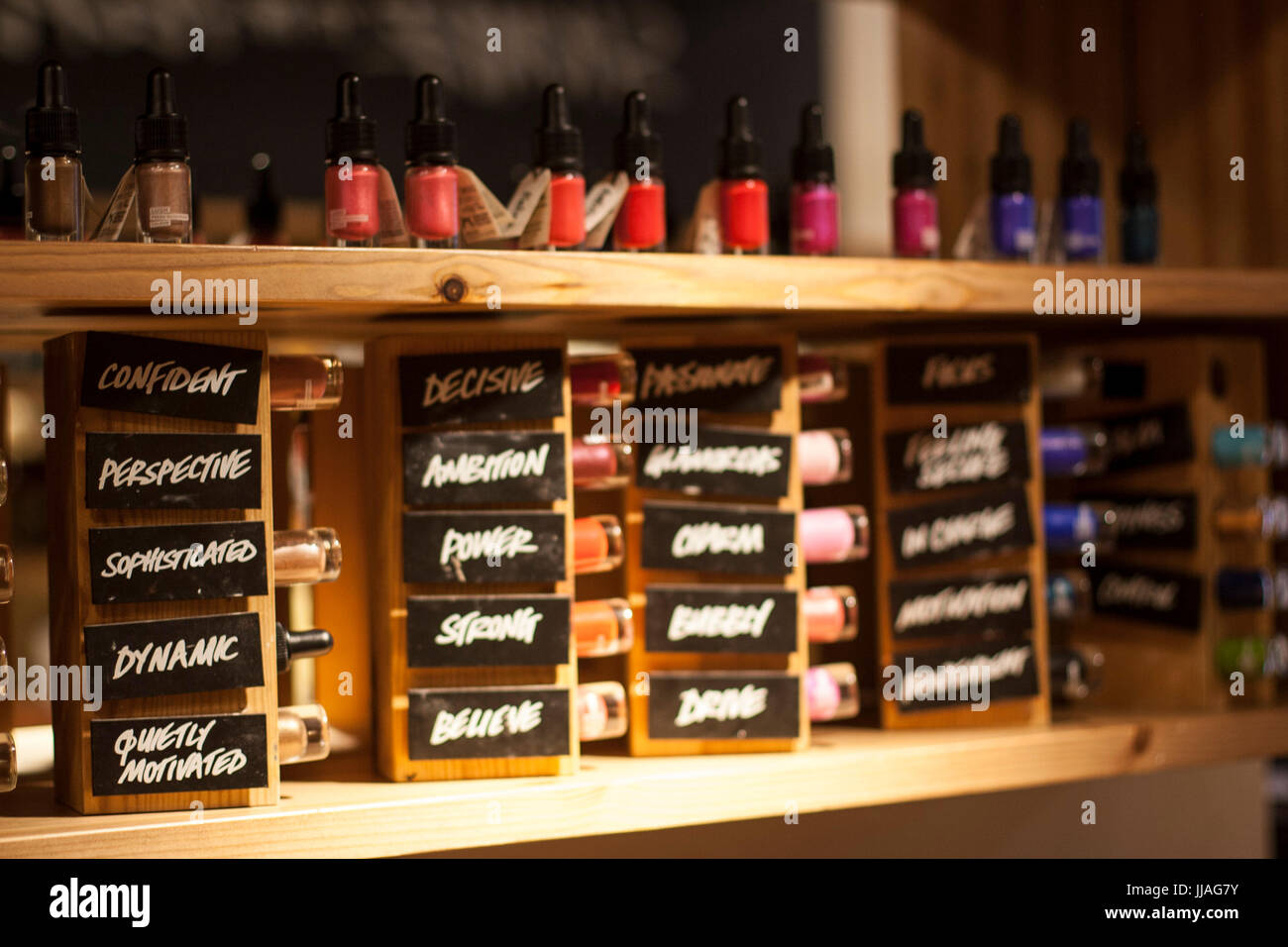 Shop counters display in Lush, Dublin - soaps, bubble bath, bath bombs ...