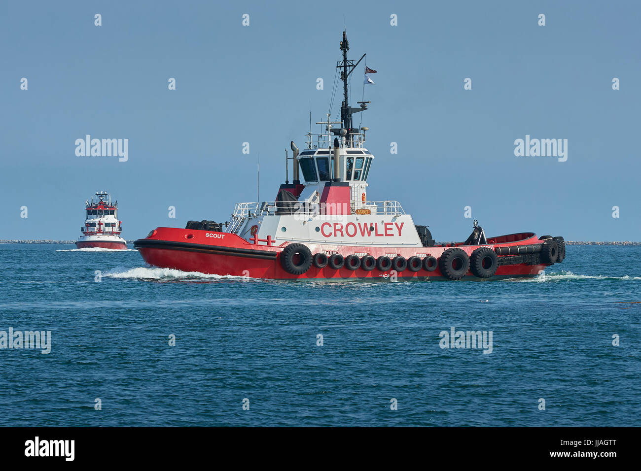 Crowley Maritime Tractor Tug, Scout, Crossing The Bows Of A Port of ...