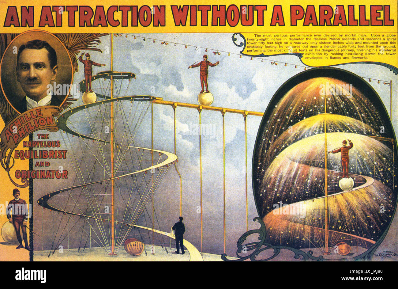 ACHILLE PHILION (1851-1941 ?) French circus performer in an 1899 poster ...