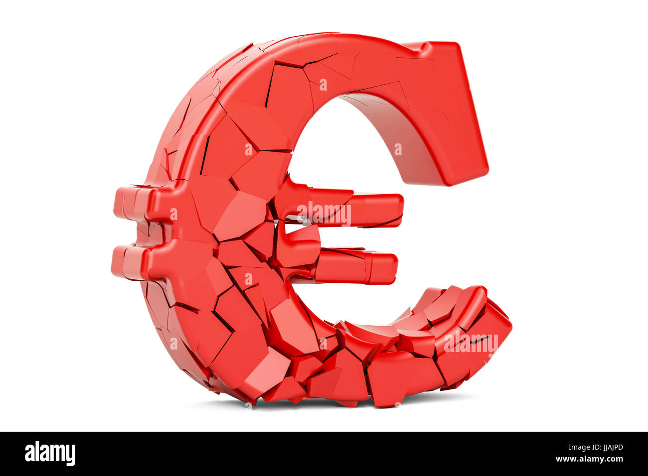 Broken Euro Symbol, 3D rendering isolated on white background Stock ...