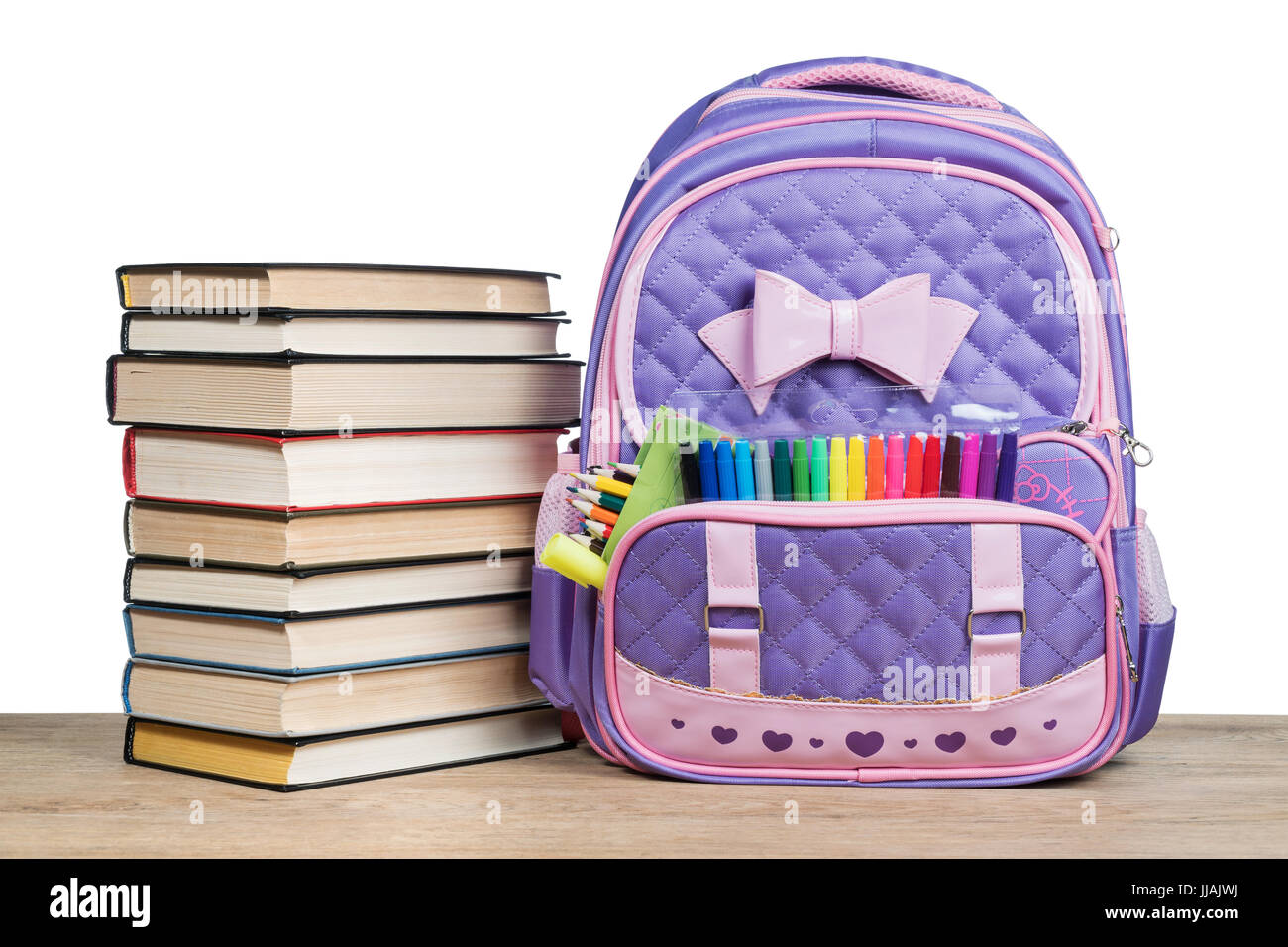 School backpack and books Stock Photo - Alamy
