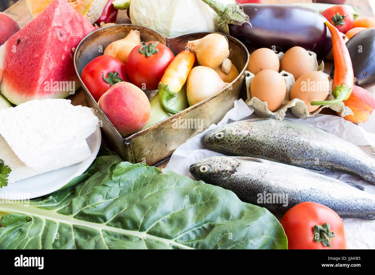 Variety of Healthy Food Stock Photo - Alamy