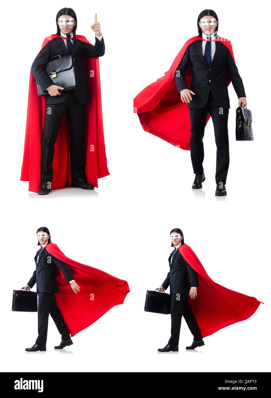 Man in red cover isolated on white Stock Photo - Alamy