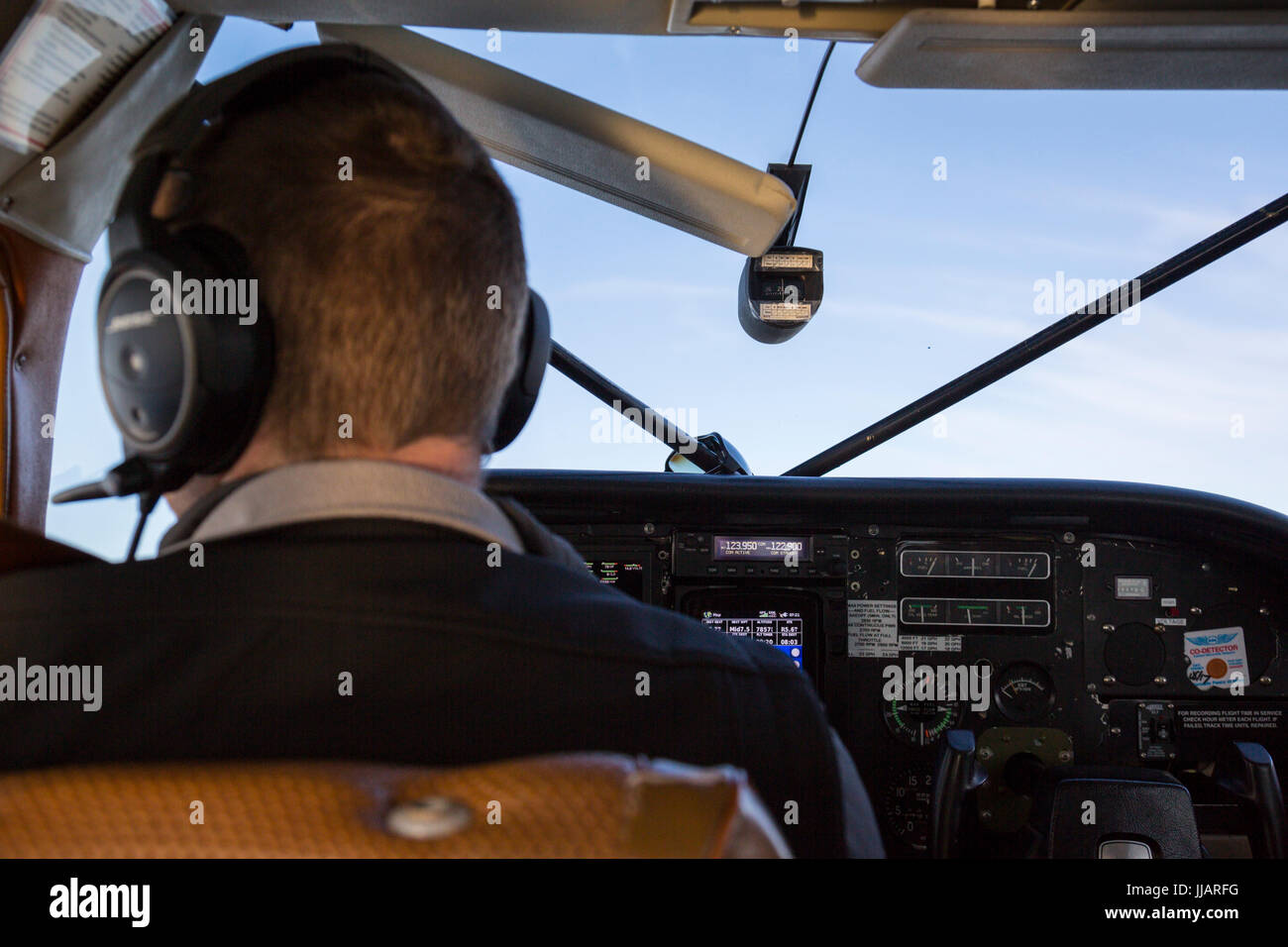 Pilot in a Cockpit of a small plane, Alaska, USA Stock Photo - Alamy