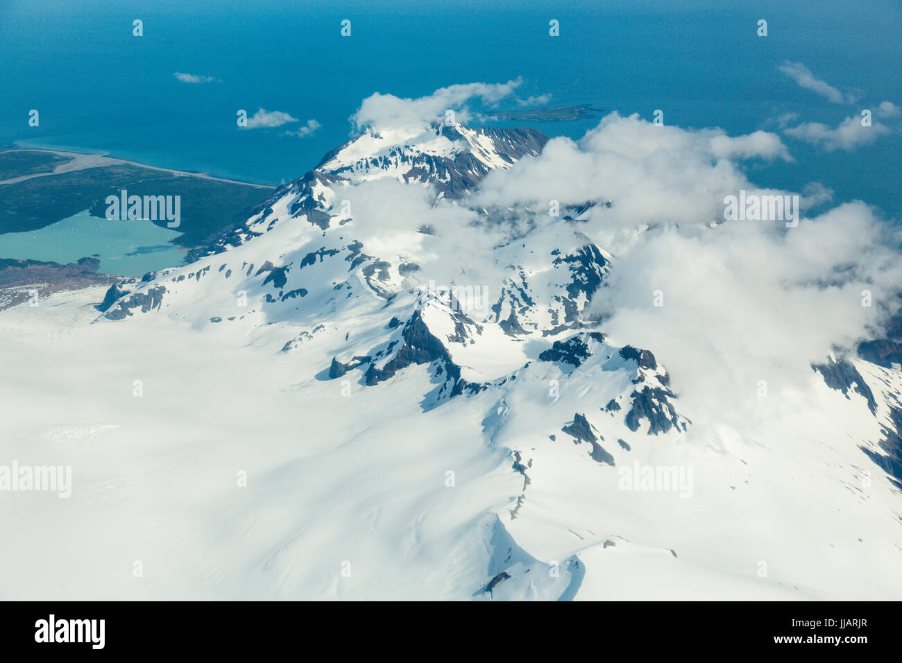 Aerial view to the Aleutian Range, Mountains, Alaska, USA Stock Photo ...
