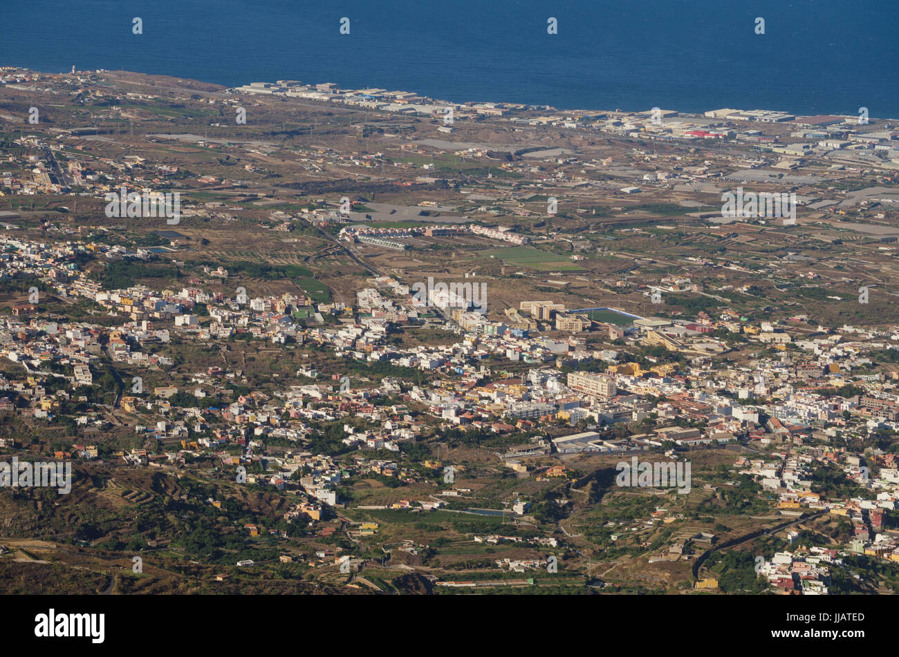 Aerial photography of Guimar village in Tenerife island, Canary islands ...