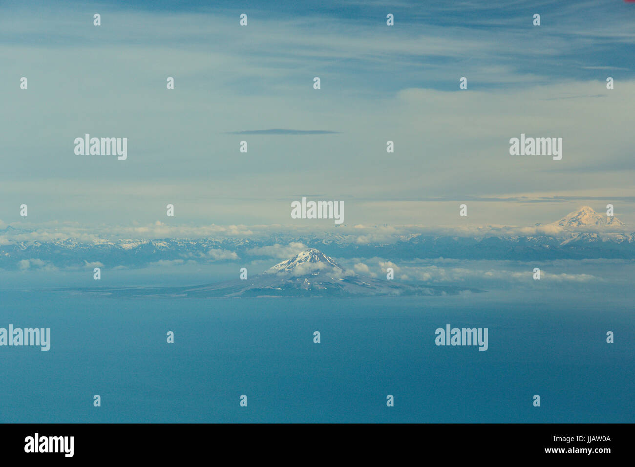Aerial view to the Aleutian Range, Mountains, Alaska, USA Stock Photo ...