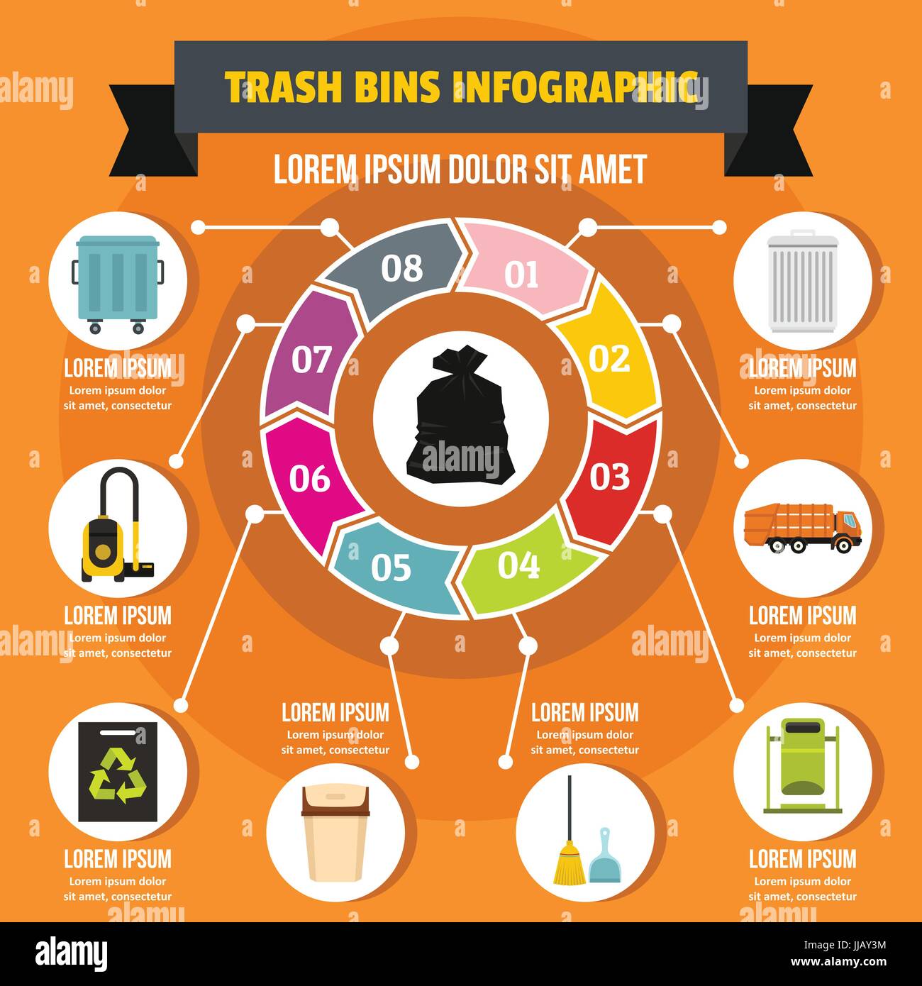 Trash bins infographic concept, flat style Stock Vector Image & Art - Alamy