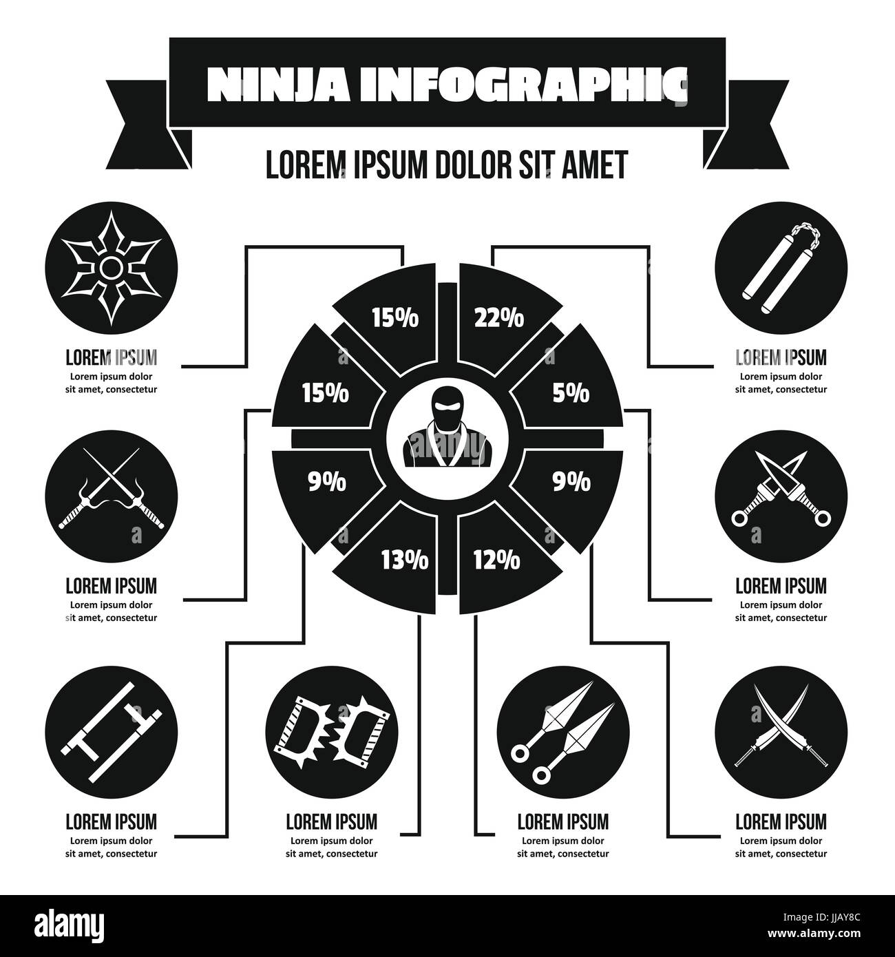 Ninja infographic concept, simple style Stock Vector Image & Art - Alamy