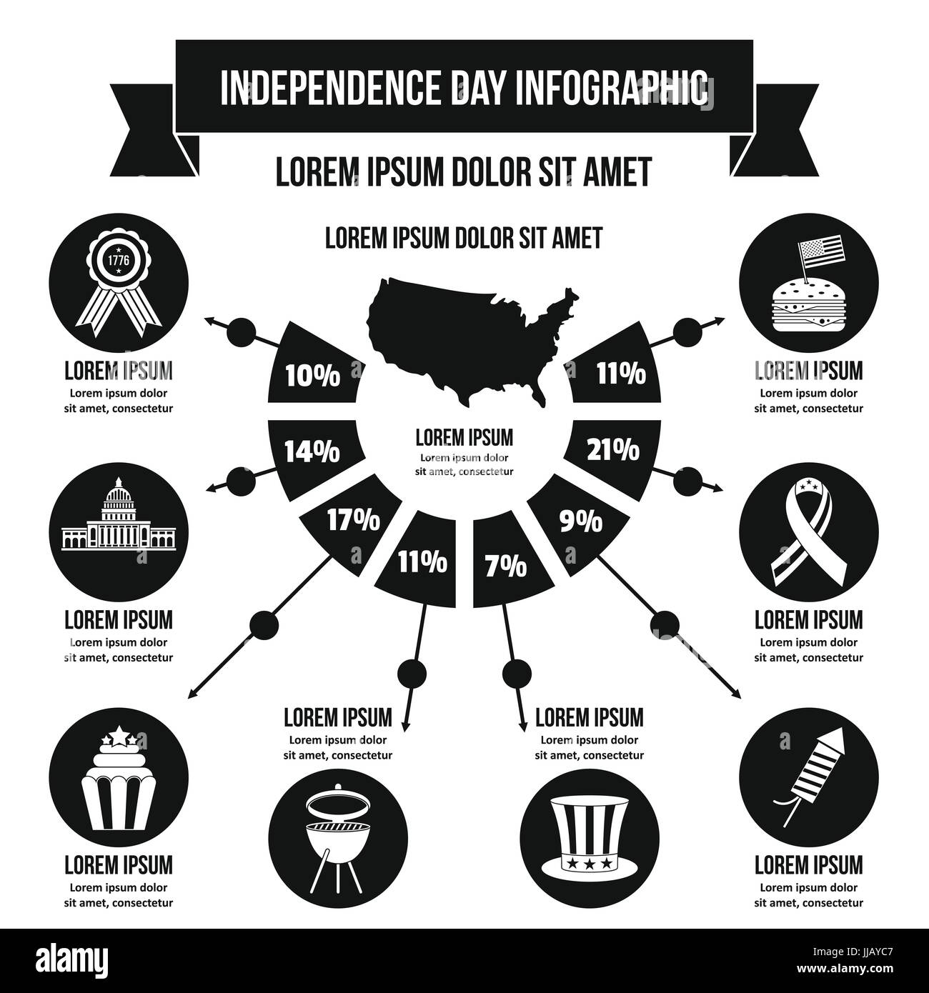 Independence day infographic concept, simple style Stock Vector Image ...