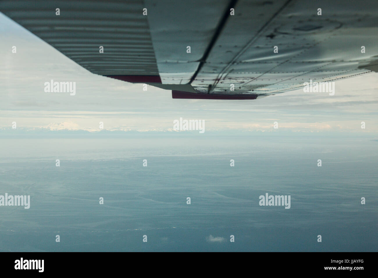 Flying in a small plane, Aerial, Cook Inlet, Gulf of Alaska, Homer ...
