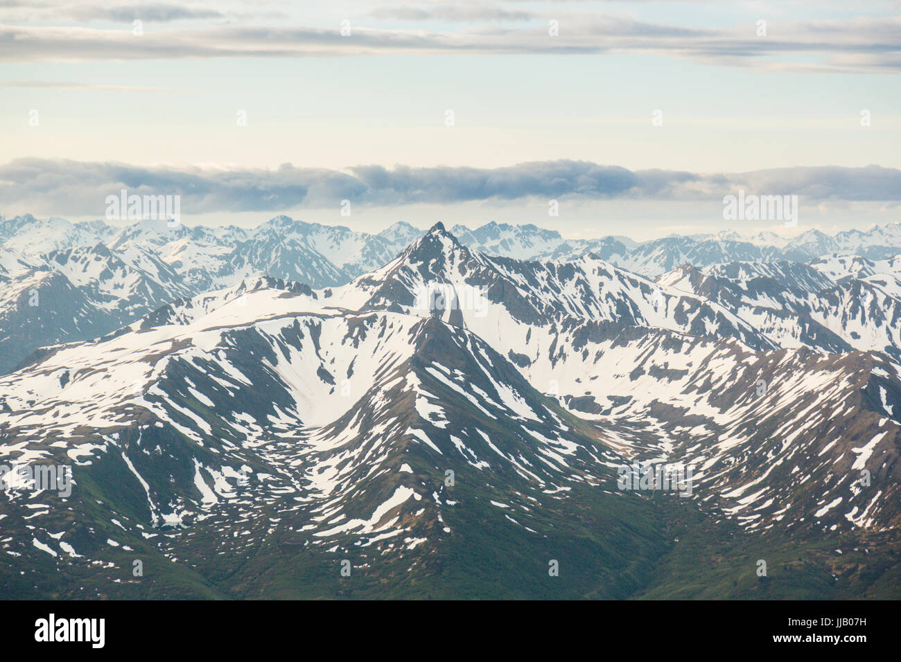 Aerial view, Kenai Mountains, Cook Inlet, Kenai Peninsula, Alaska, USA ...
