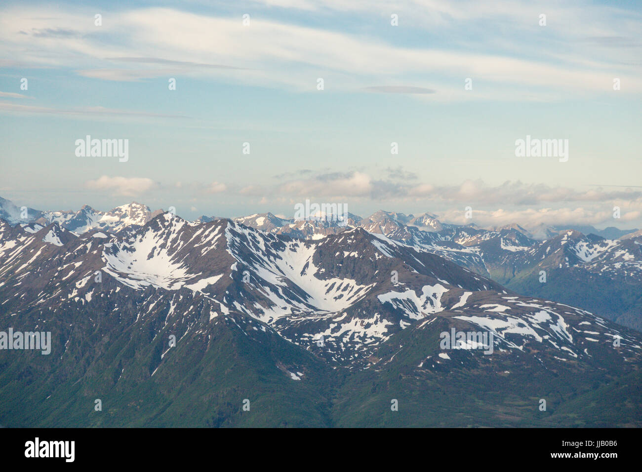 Aerial view, Kenai Mountains, Cook Inlet, Kenai Peninsula, Alaska, USA ...