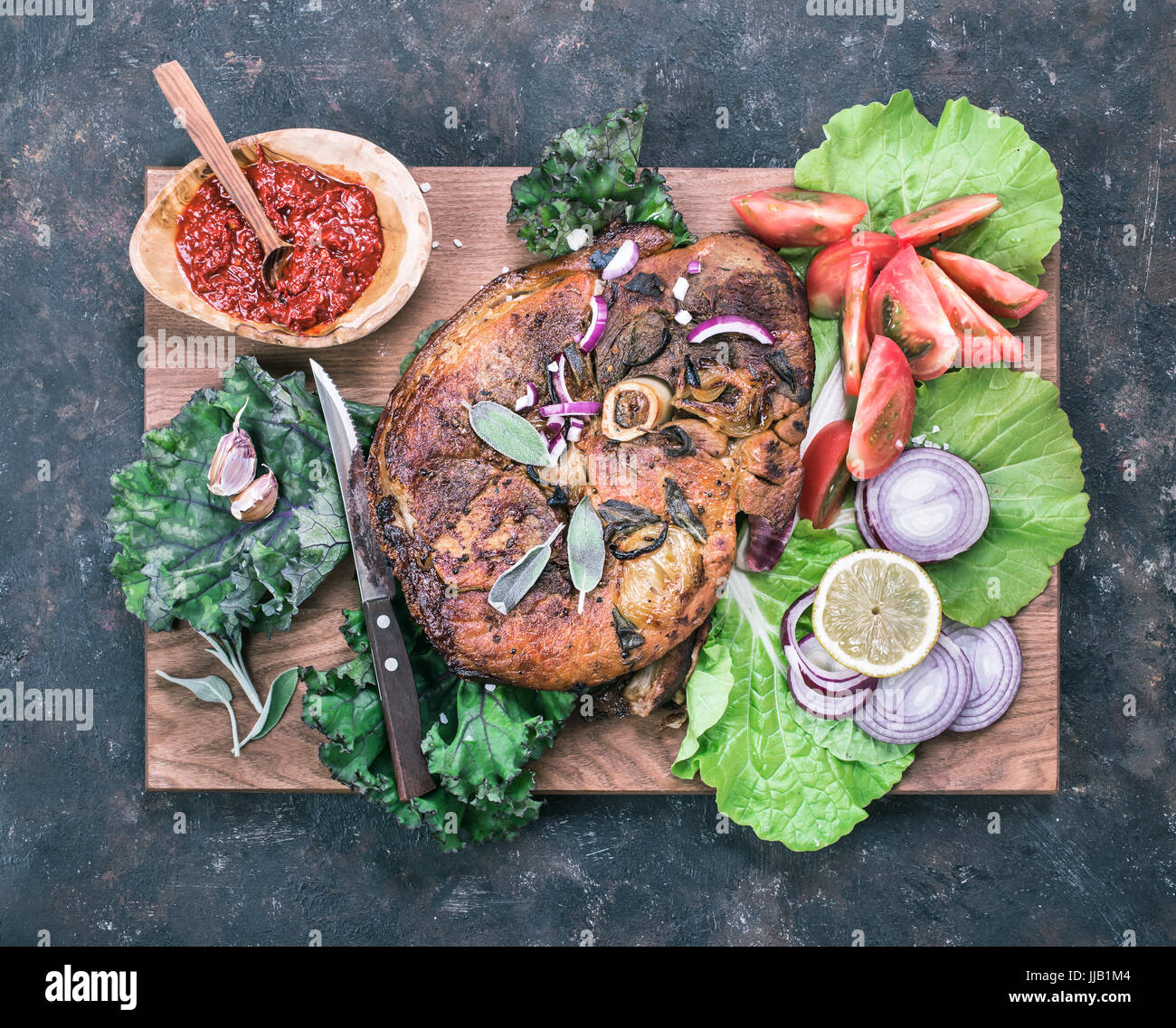 Top view roasted meat hi-res stock photography and images - Alamy
