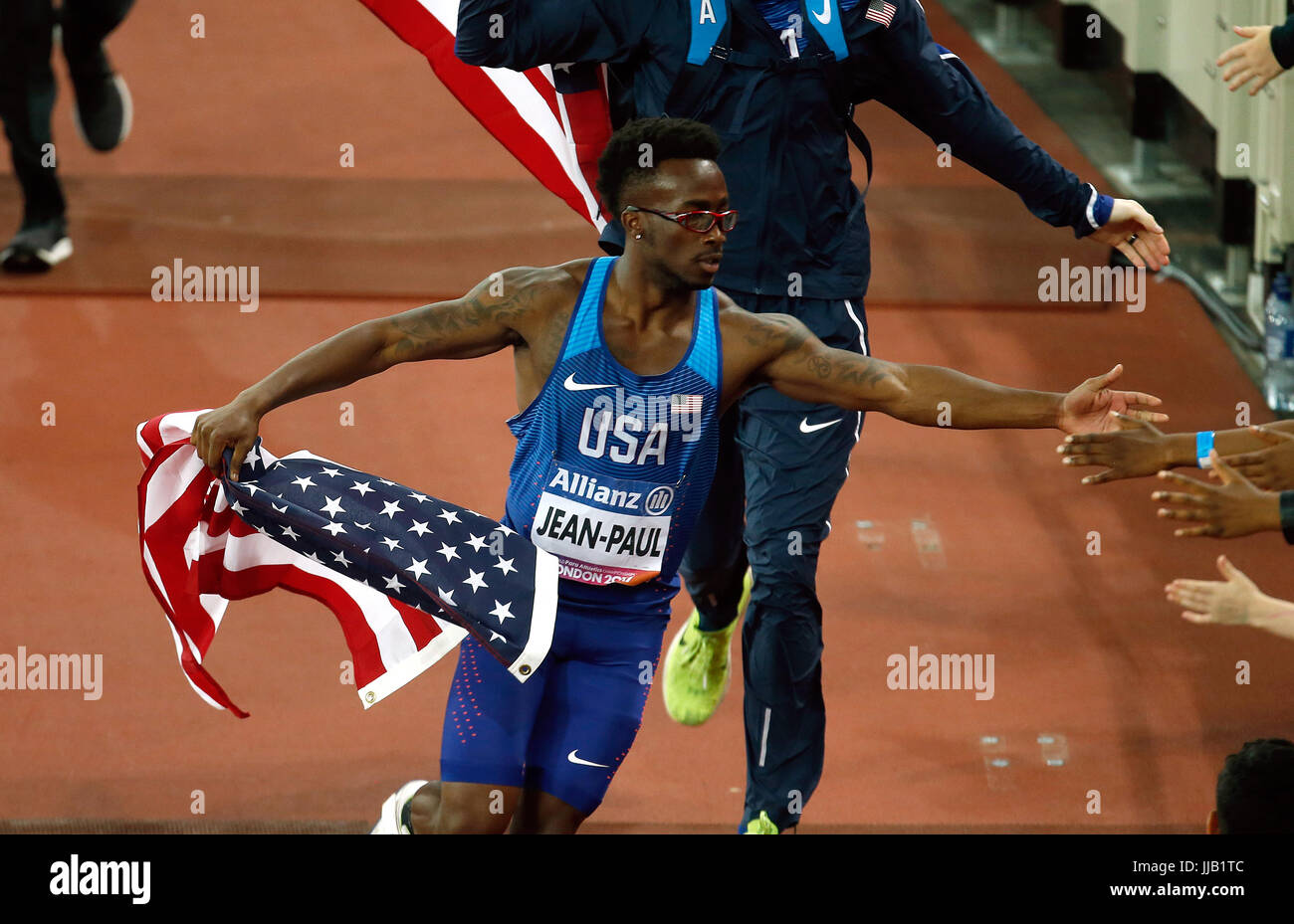 USA's Isaac Jean-Paul celebrates winning gold in the Men's High Jump ...