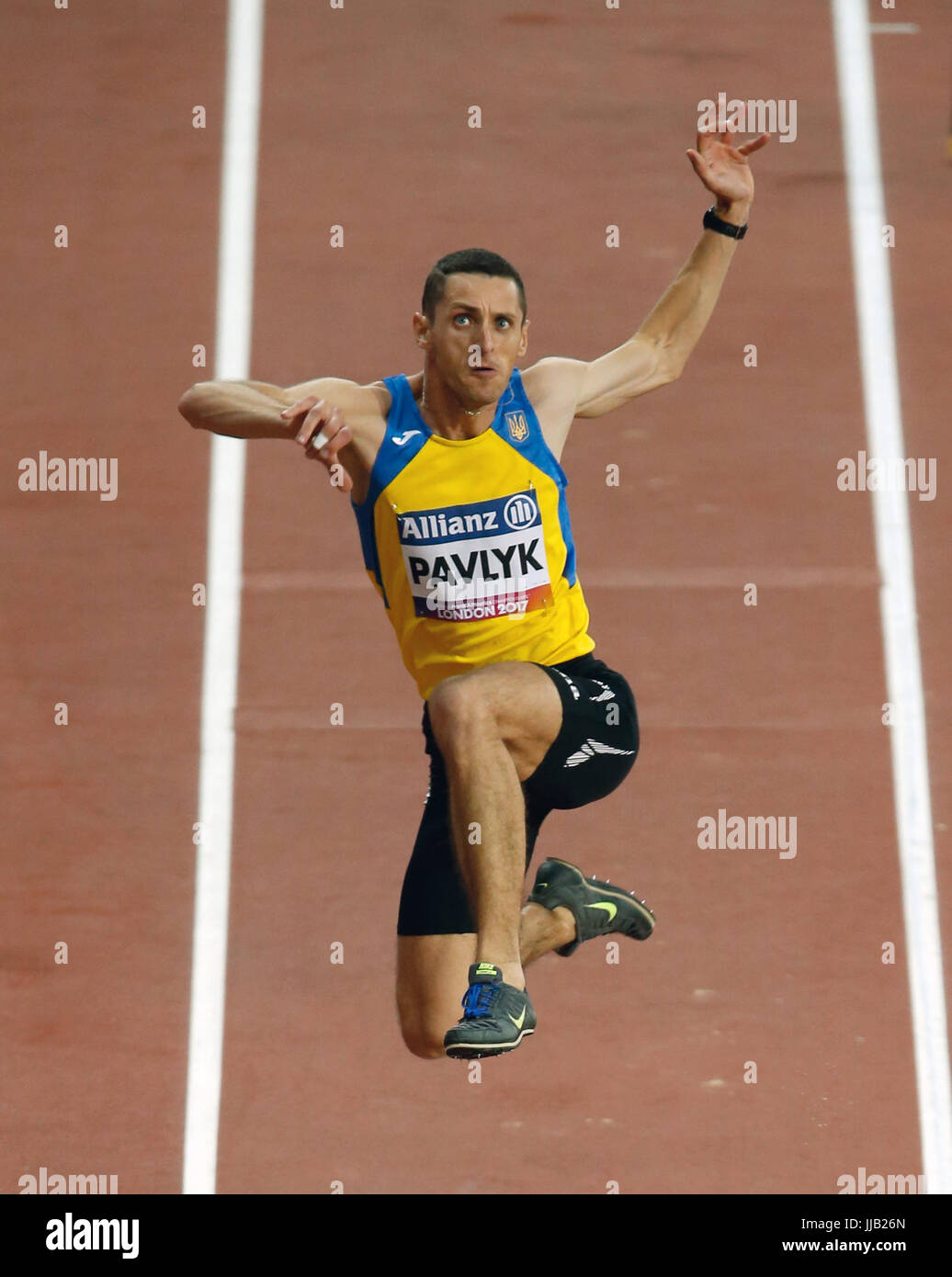 Ukraine's Roman Pavlyk competes in the Men's Long Jump T36 Final during ...