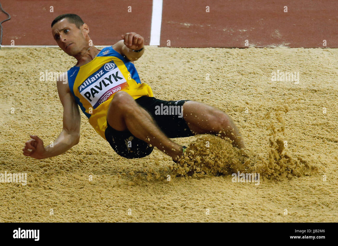 Ukraine's Roman Pavlyk competes in the Men's Long Jump T36 Final during ...